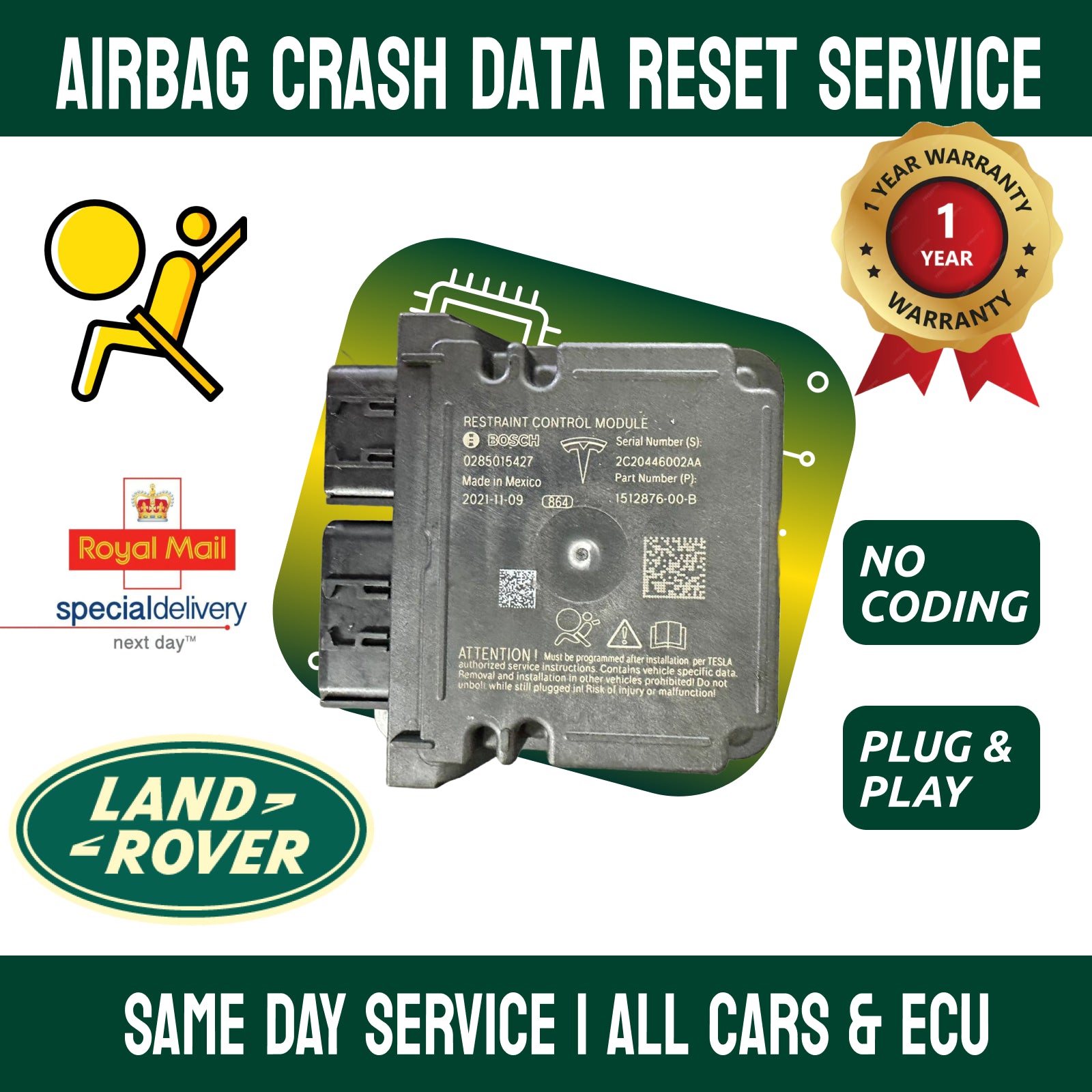 Jaguar Land Rover Airbag Crash Reset – L8A2-14D374-CE (R7F701330A Lock ...